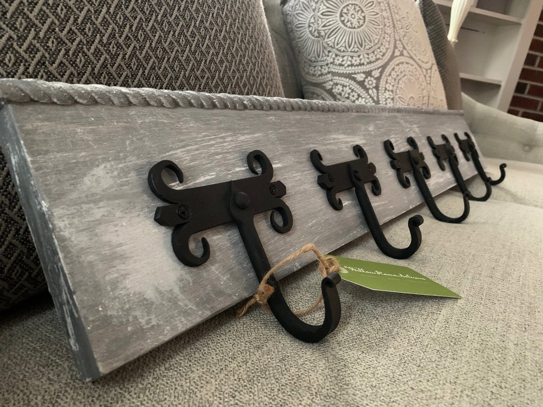 English Cottage Coat Rack / French Country Coat Rack / Distressed Grey ...