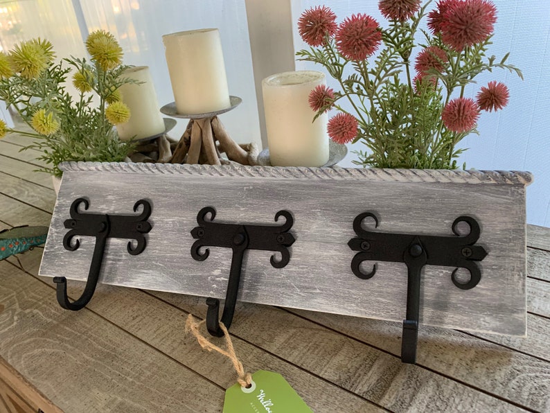 English Cottage Coat Rack / French Country Coat Rack / Distressed Grey ...