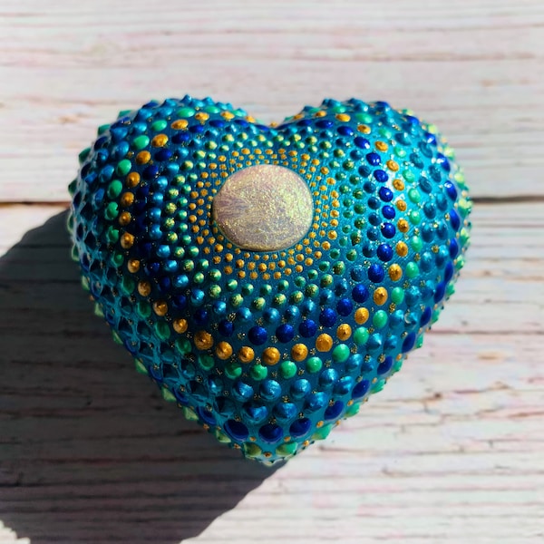 Mandala Painted Heart - Etsy