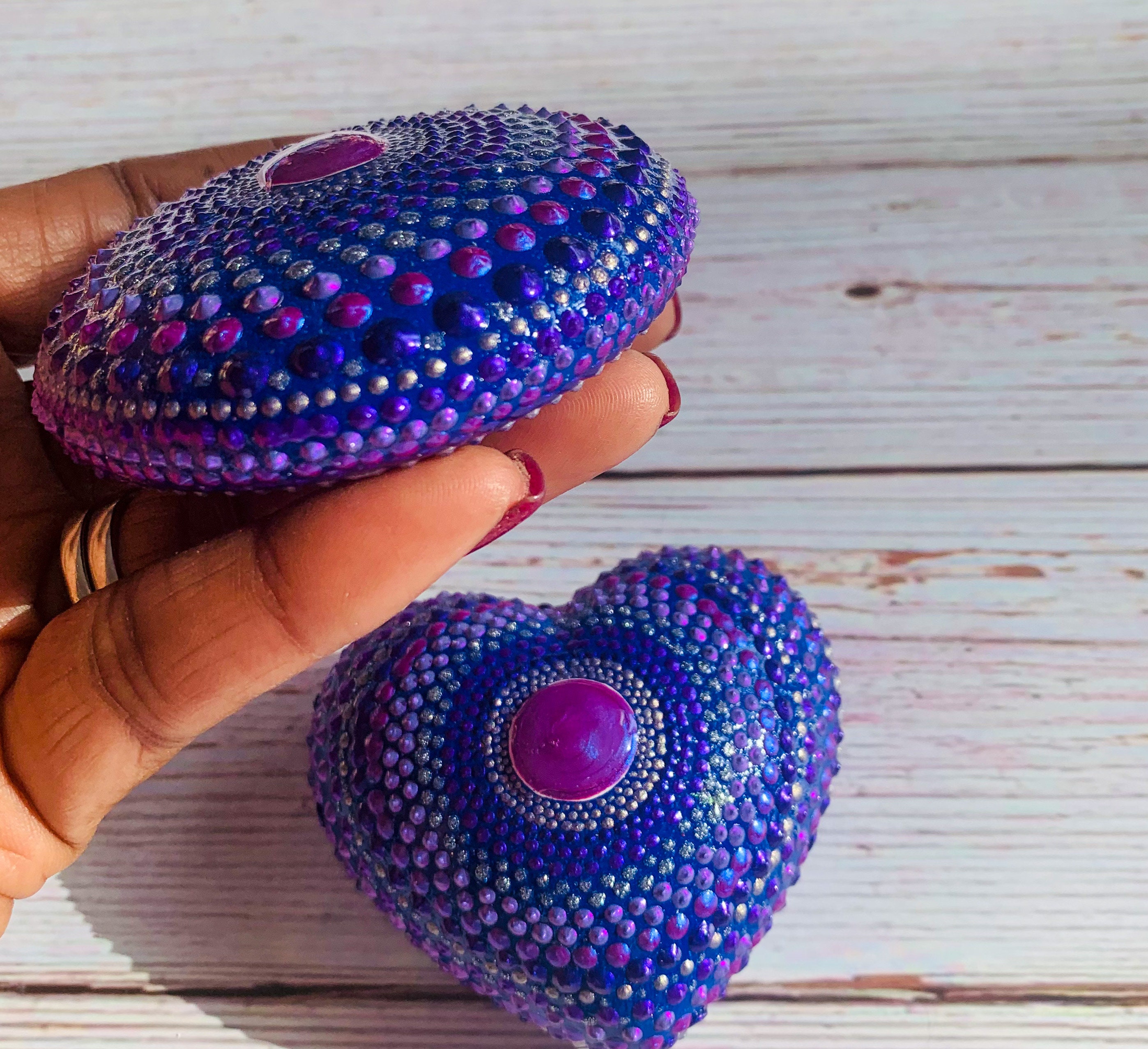 Red Violet Sparkle Set of Two Mandala Stones - Etsy