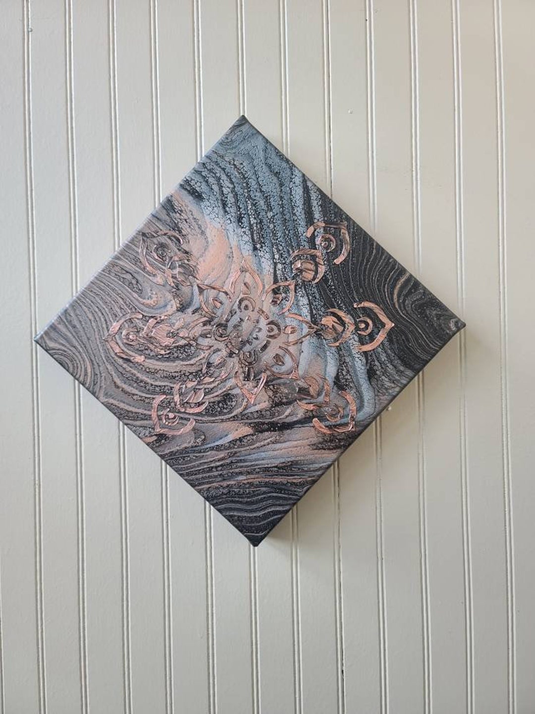 Rose Gold Marble Art Rose Gold Mandala Rose Gold and Black Decor Paint ...