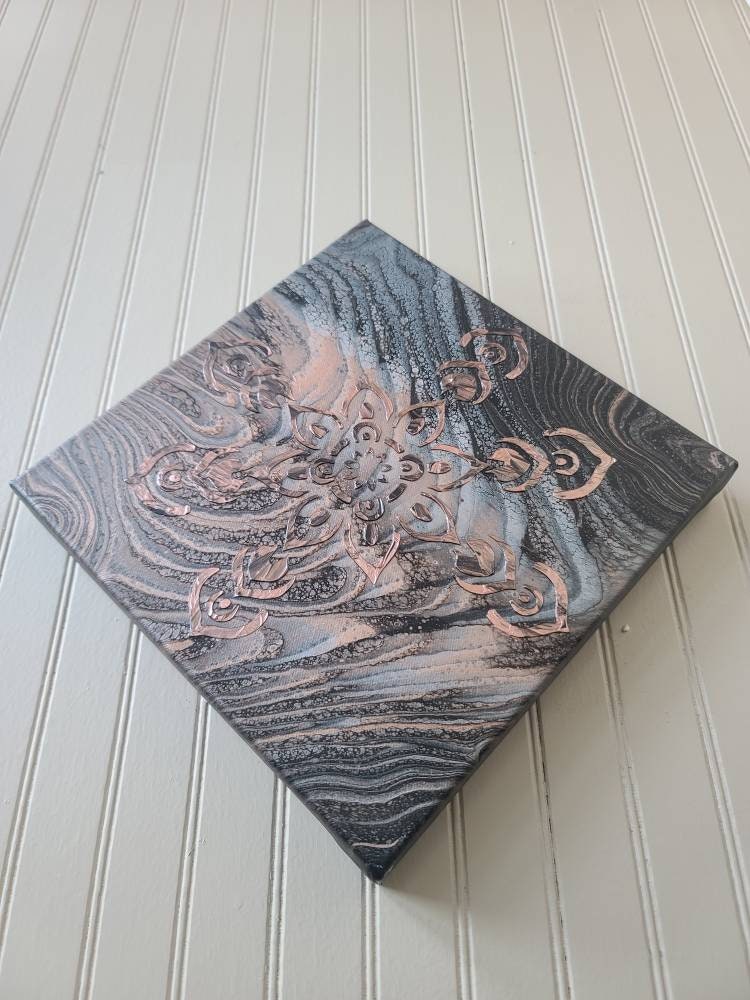 Rose Gold Marble Art Rose Gold Mandala Rose Gold and Black Decor Paint ...