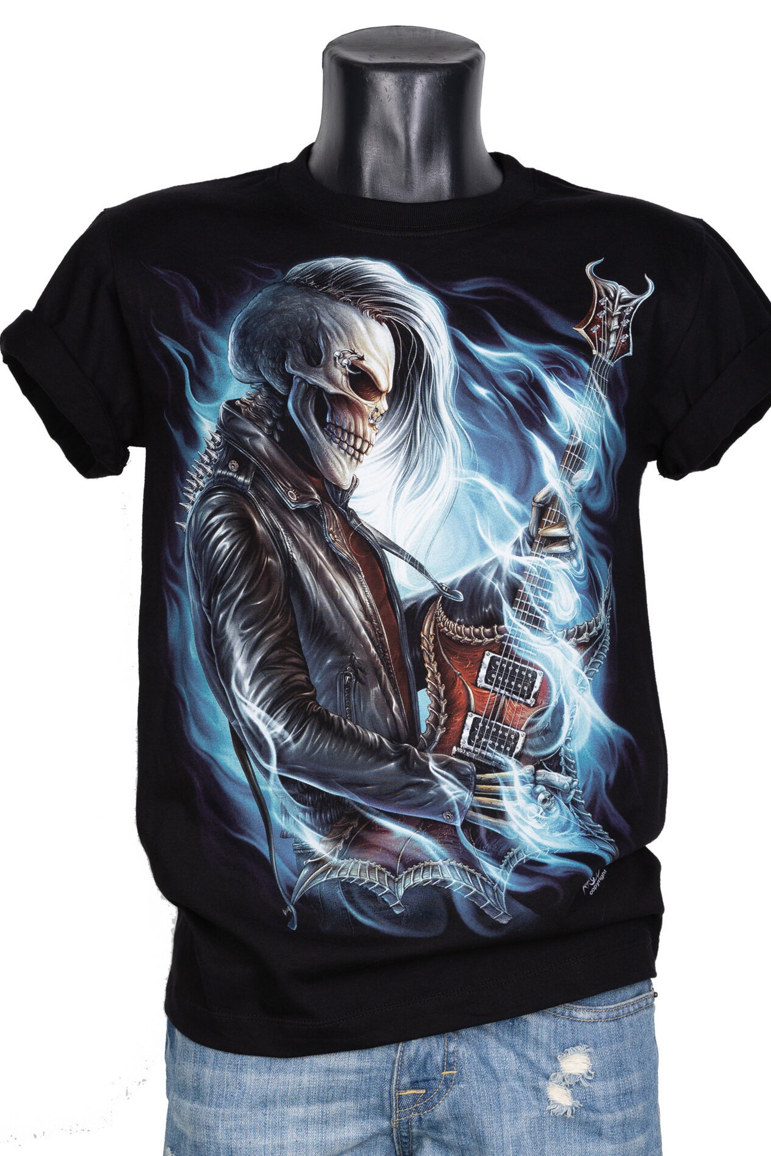 T-shirt HD Rock Chang Original Rock Music Guitar Skull Glow in the Dark ...