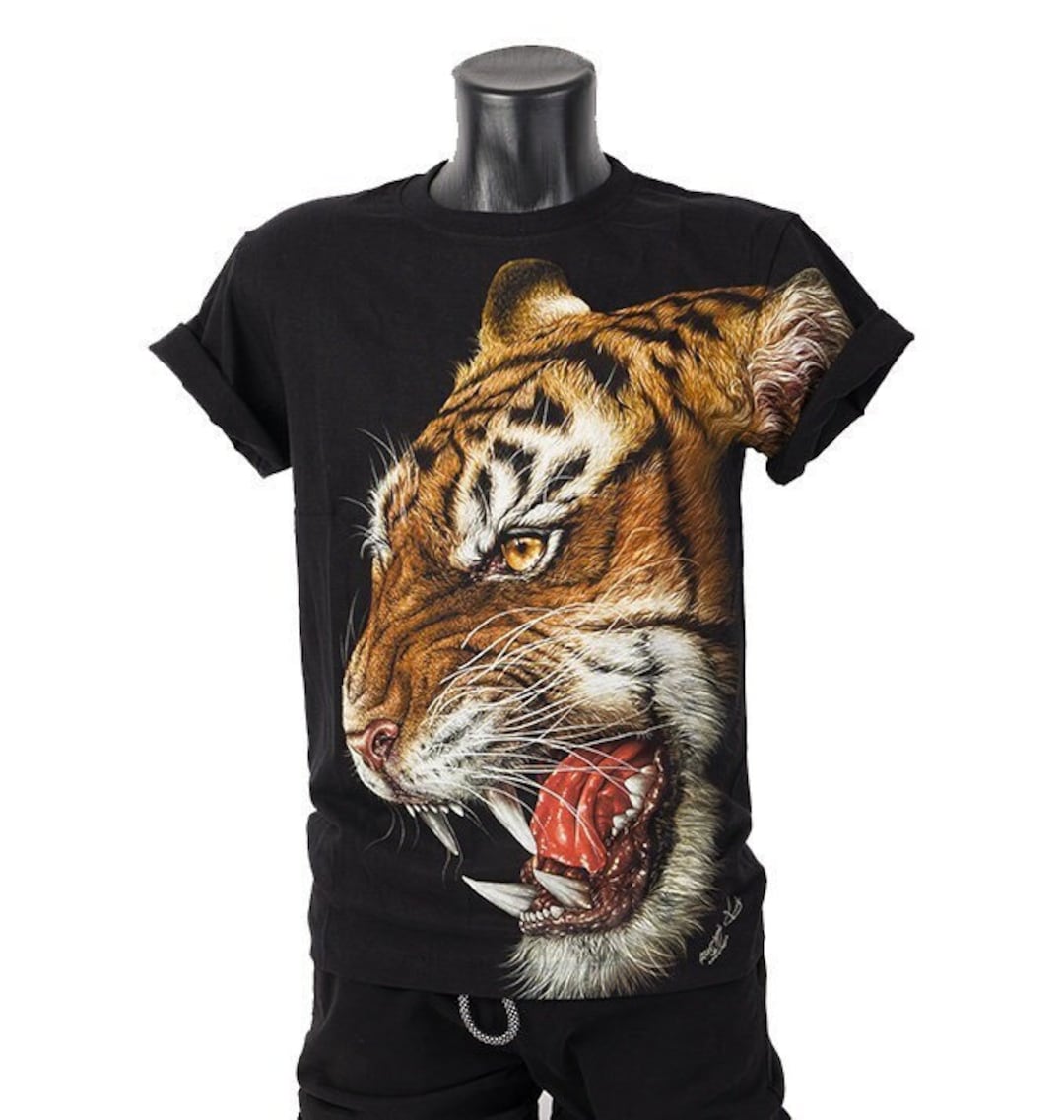 T-shirt 3D Rock Chang Tiger Head Fierce Animal Glow in the Dark Unisex ...