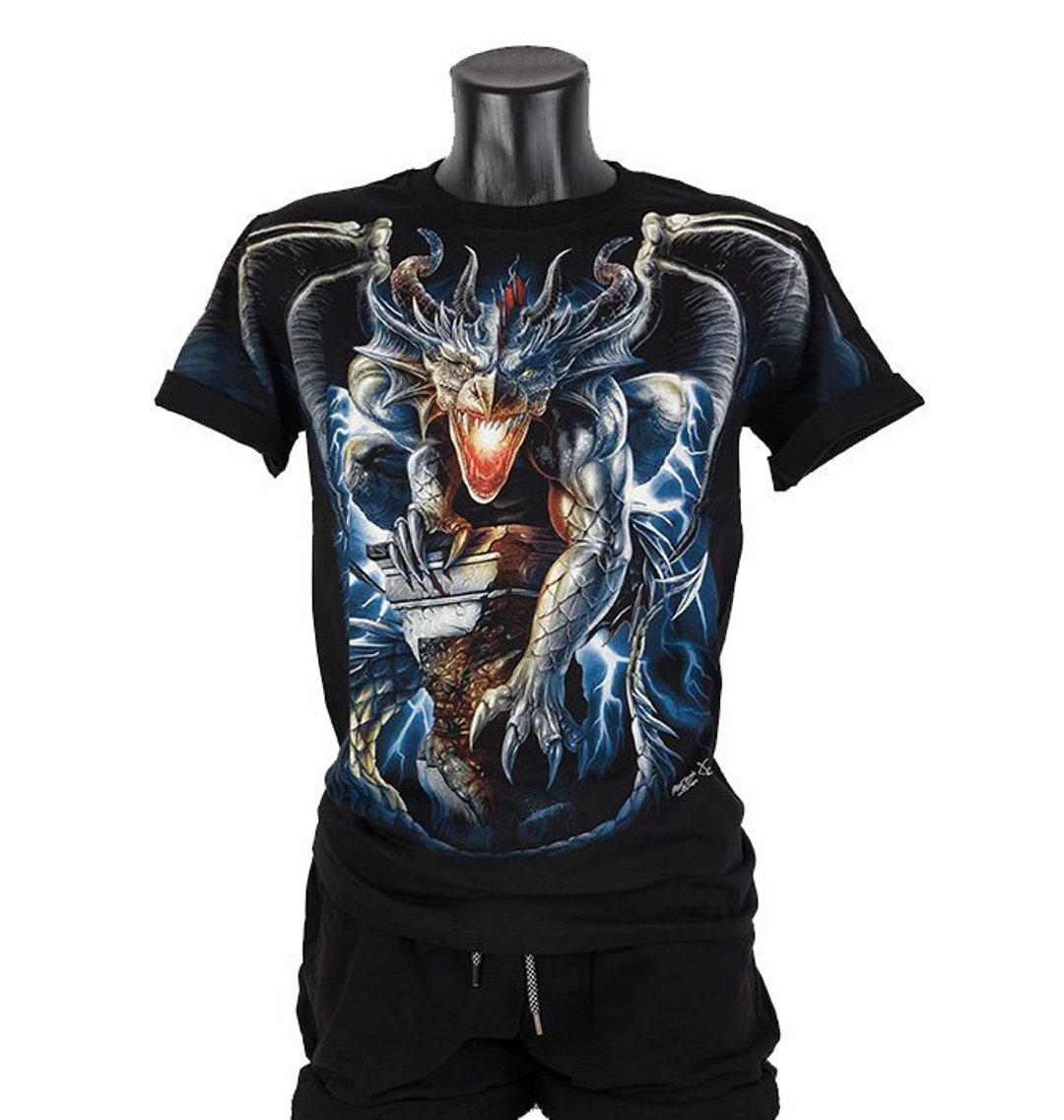 T-shirt Fullhd Rock Chang Original Big Fierce Fire Dragon Glow in the ...