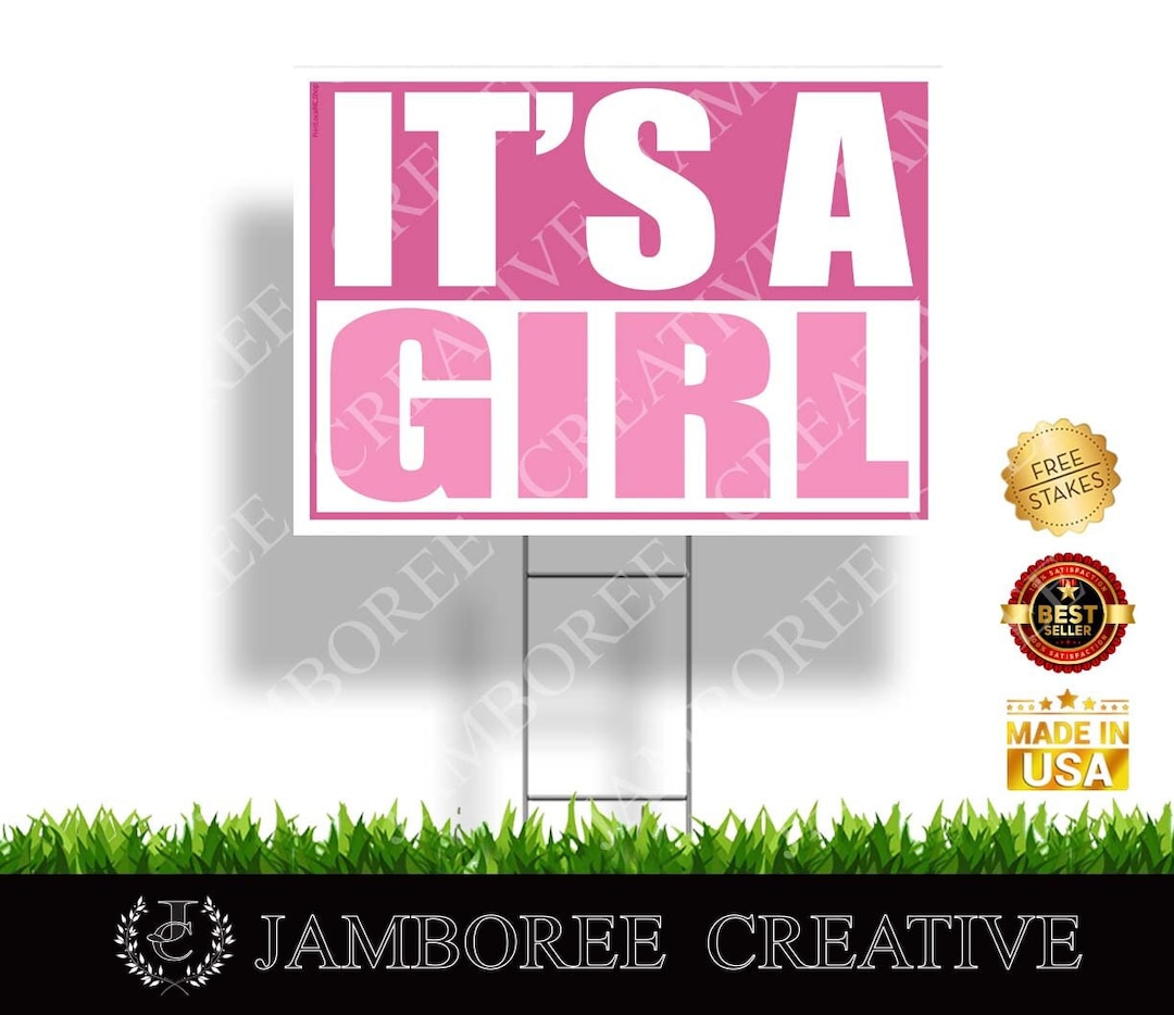 It's A Girl Sign Pink Baby Sign Baby Girl Announcement Baby Surprise ...