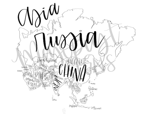 Labeled Map Of Asia Black And White