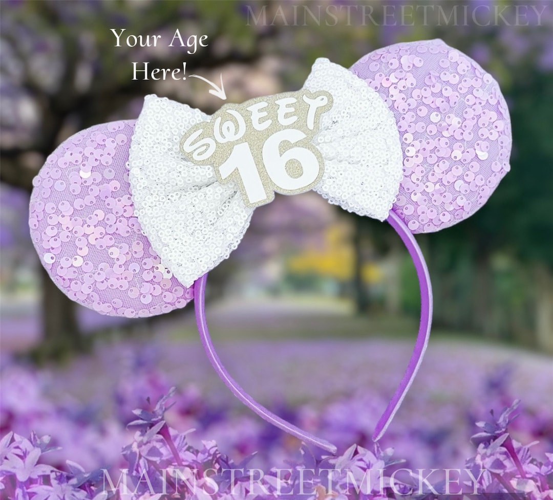Minnie Mouse Sweet 16 Ear, Birthday Ears for Adults and Kids, Mouse ...
