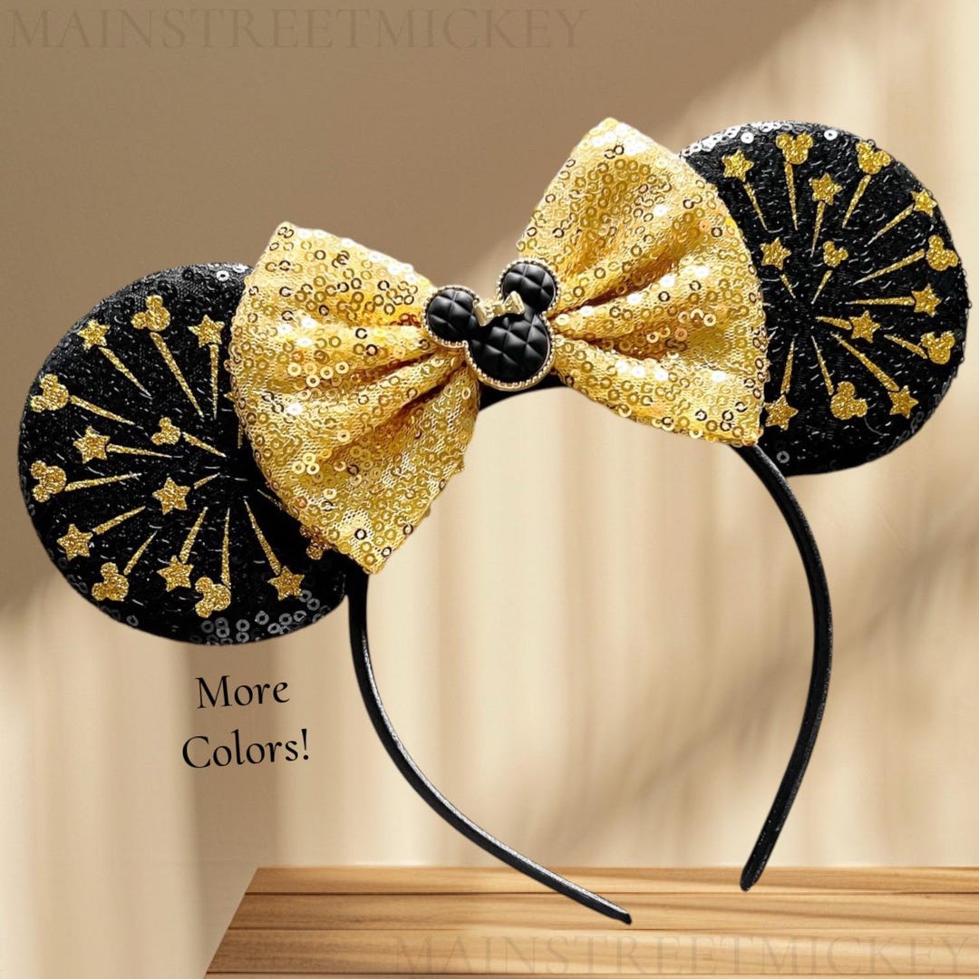Minnie Mouse New Year Ear, Fireworks Mouse Ear, Mickey Ear, Disneyland ...