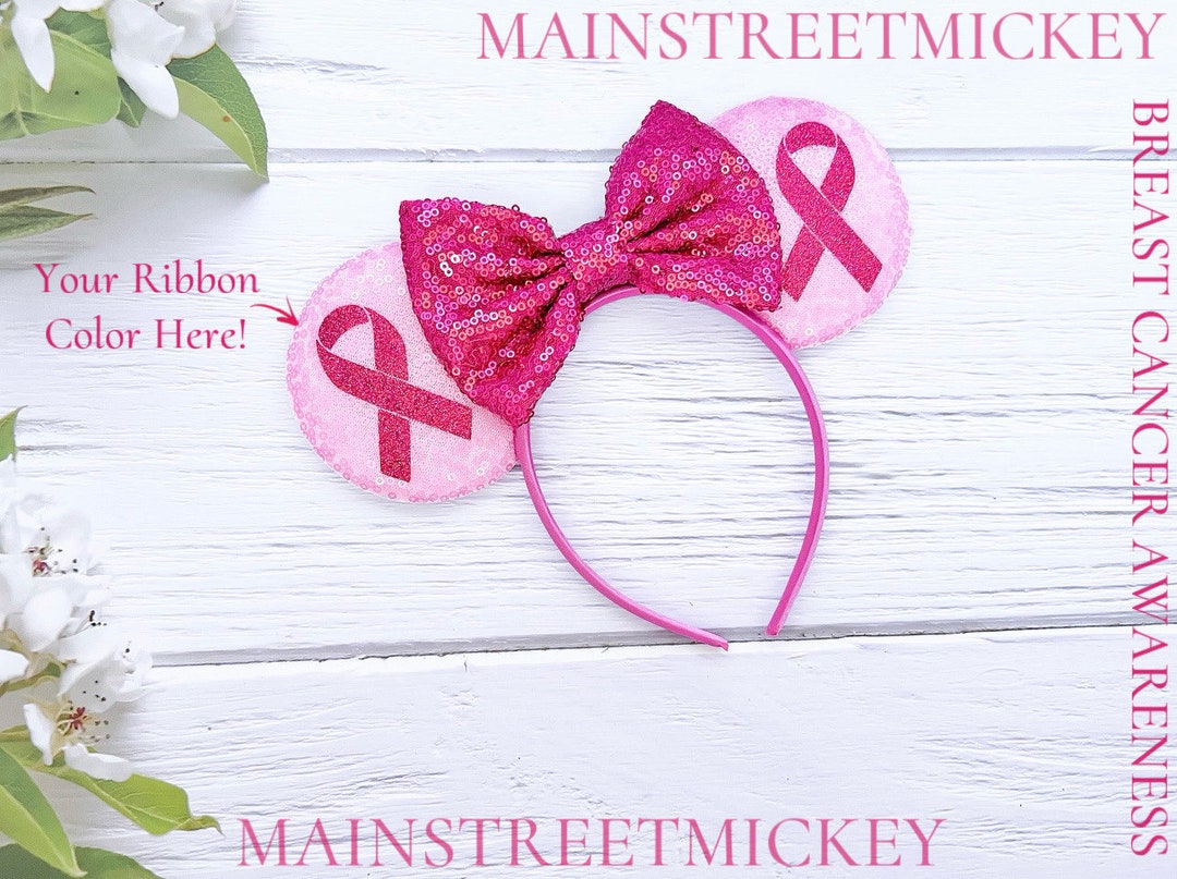 Minnie Mouse Breast Cancer Awareness Ears, Mouse Ear for Adults and ...