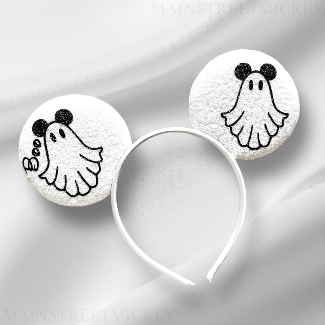 Minnie Mouse Ghost Ear, Halloween Mouse Ear, Mickey Ear, Disneyland Ear ...