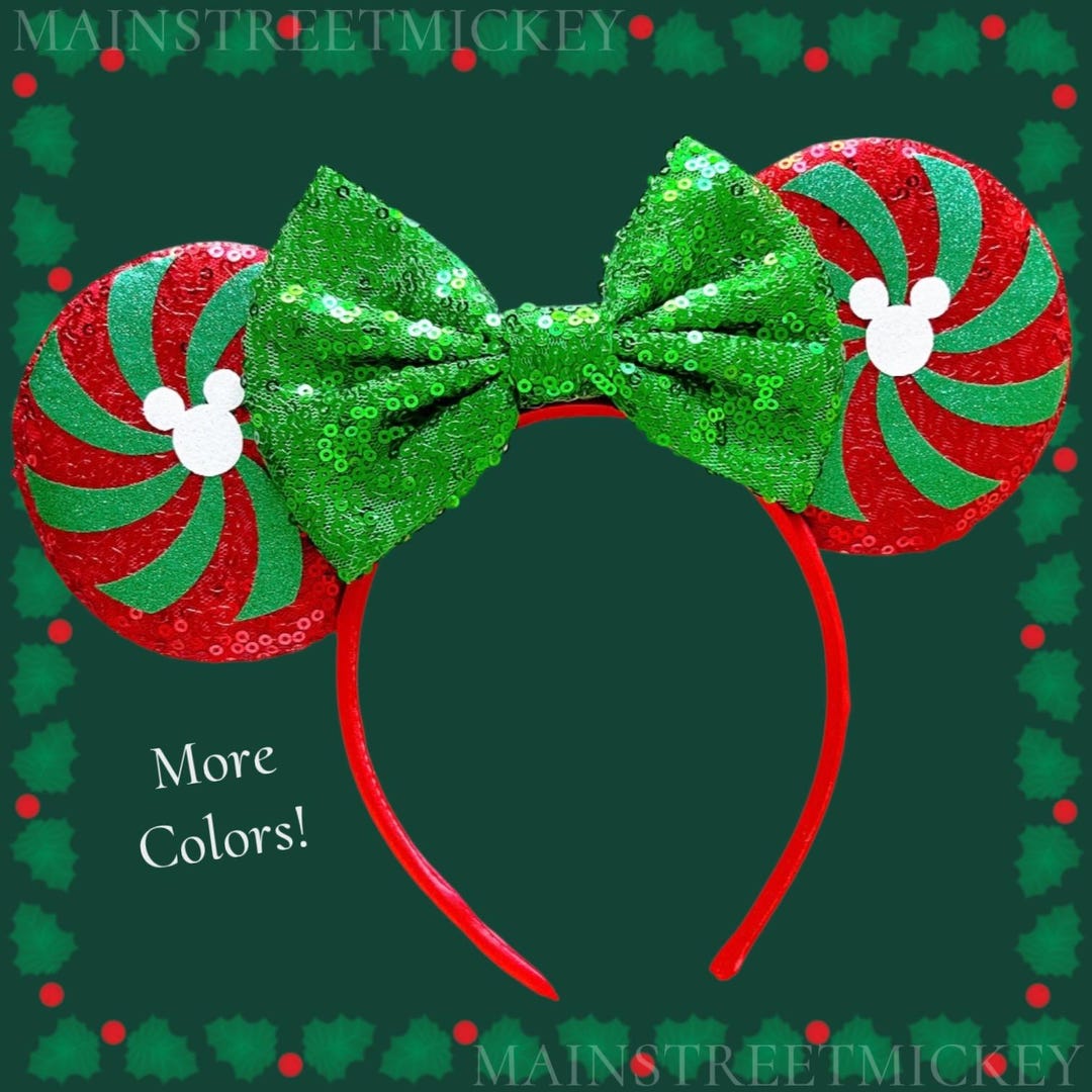 Minnie Mouse Christmas Ear, Swirl Candy Mouse Ear, Mickey Ear ...