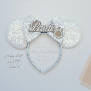 Minnie Mouse Ears, Wedding Ears, Bride Minnie Mouse Ears, Bachelorette ...