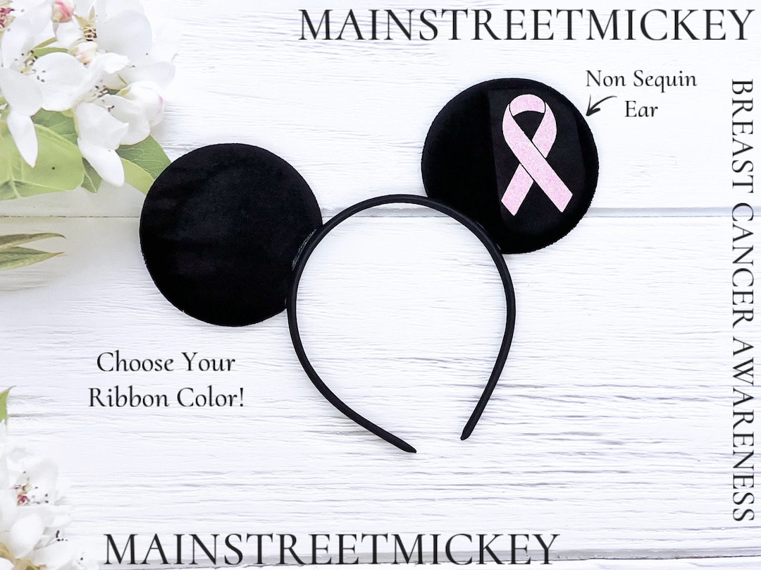 Minnie Mouse Breast Cancer Awareness Ears, Mouse Ear for Adults and ...