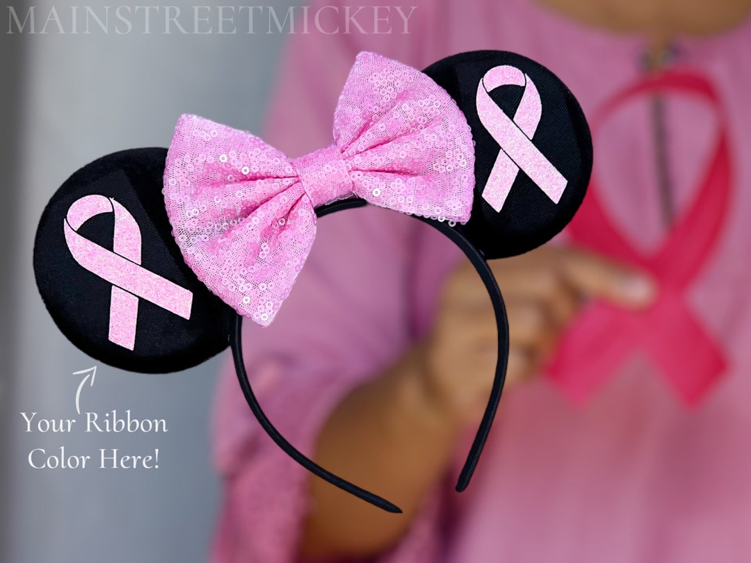 Minnie Mouse Breast Cancer Awareness Ears, Mouse Ear for Adults and ...
