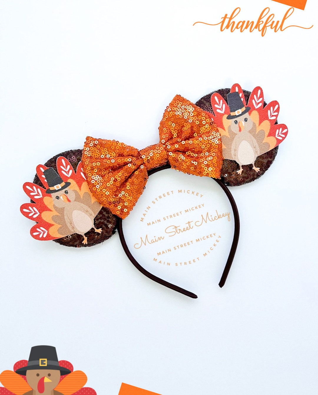 Minnie Mouse Turkey Ear, Disney Ear for Adults and Kids, Thanksgiving ...