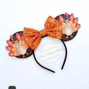 Minnie Mouse Turkey Ear, Disney Ear for Adults and Kids, Thanksgiving ...