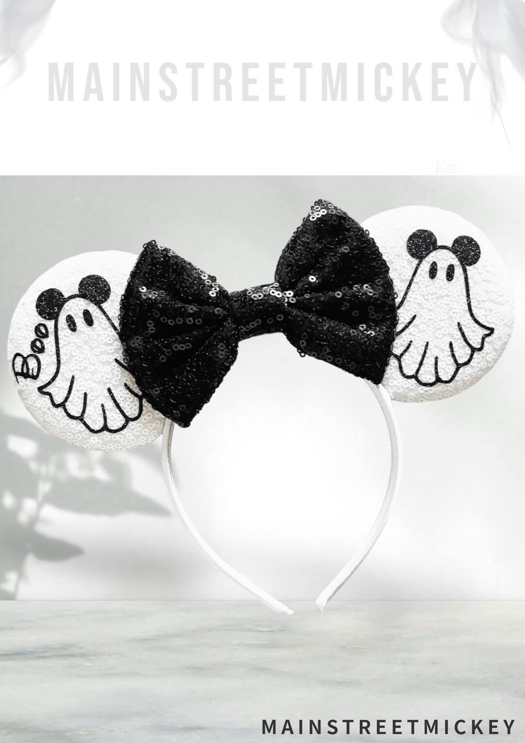 Minnie Mouse Ghost Ear, Halloween Mouse Ear, Mickey Ear, Disneyland Ear ...