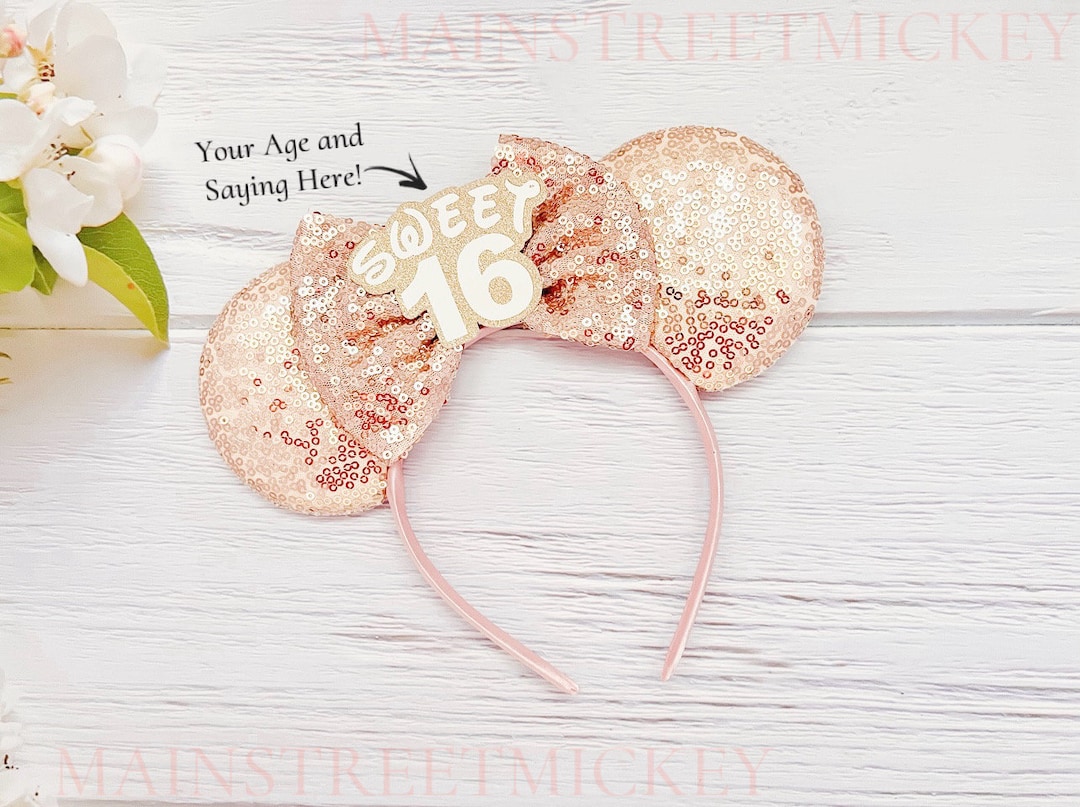 Minnie Mouse Sweet 16 Ear, Birthday Ears for Adults and Kids, Mouse ...