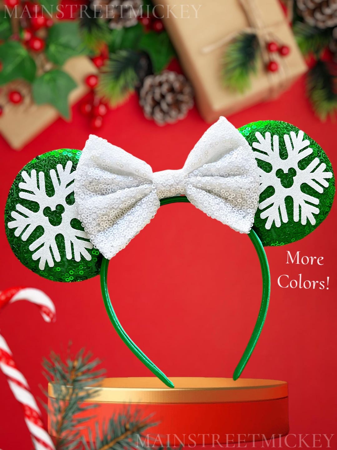 Minnie Mouse Christmas Ear, Snowflake Mouse Ear, Mickey Ear, Disneyland ...