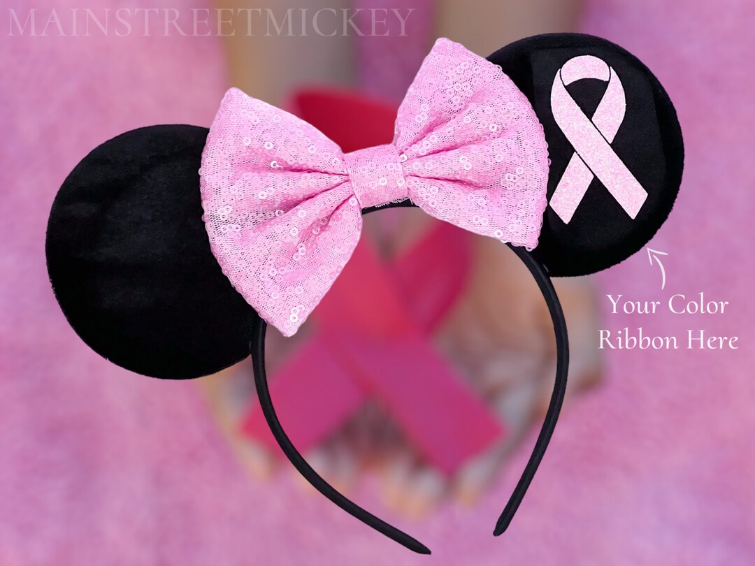 Minnie Mouse Breast Cancer Awareness Ears, Mouse Ear for Adults and ...