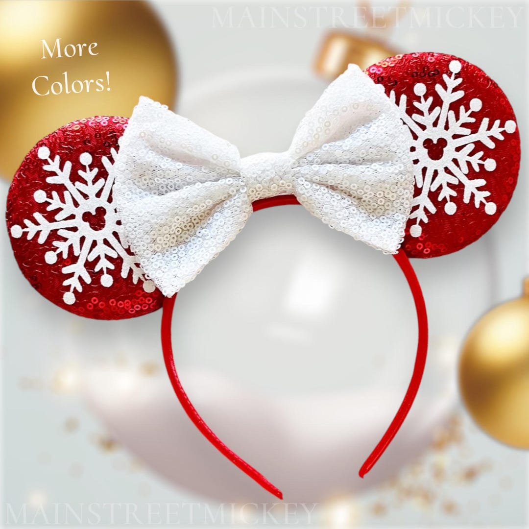 Minnie Mouse Christmas Ear, Snowflake Mouse Ear, Mickey Ear, Disneyland ...