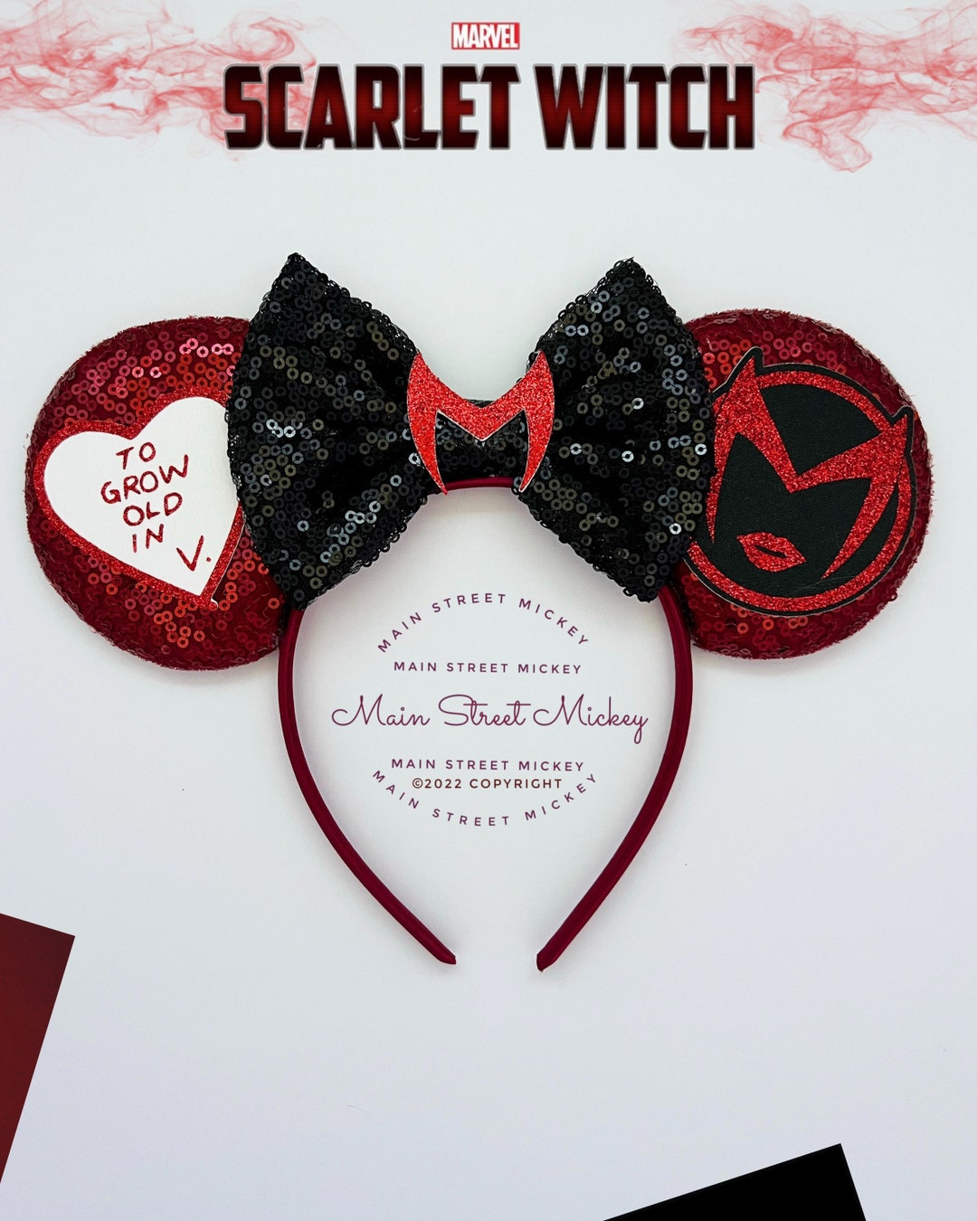 Minnie Mouse Scarlet Witch Ears, Marvel Mickey Ear, Disney Avengers Ear ...