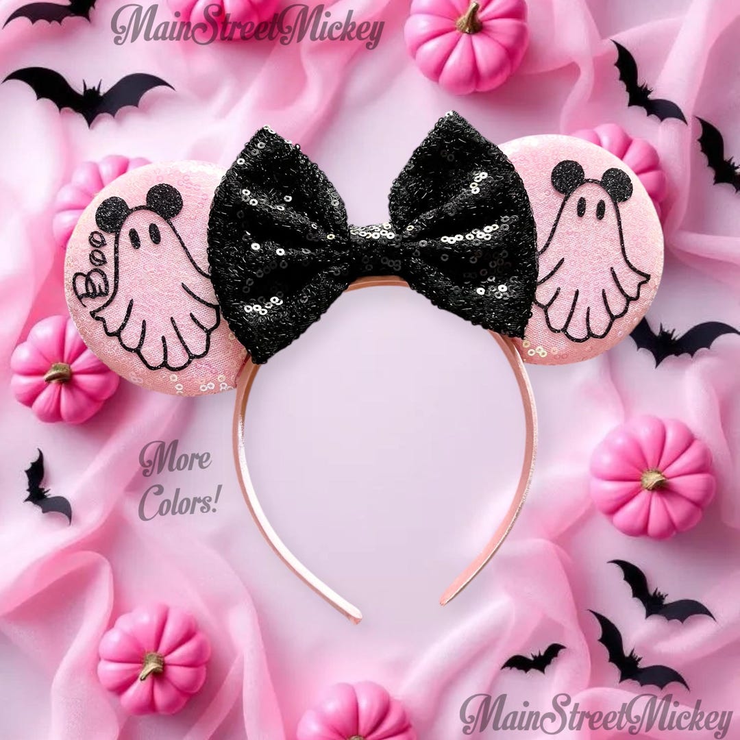 Minnie Mouse Ghost Ear, Halloween Mouse Ear, Mickey Ear, Disneyland Ear ...