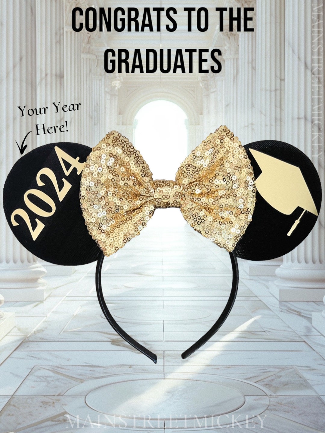 Minnie Mouse Graduation Ears, Disney Ears for Adults, Minnie Ears, Grad ...