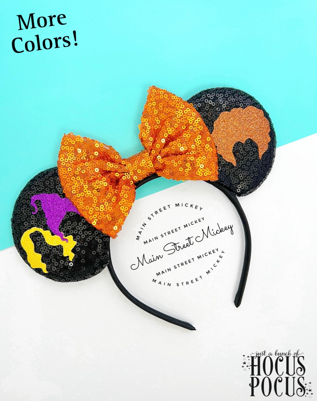 Minnie Mouse Hocus Pocus Ears, Mickey Ear, Disney Villians Witch Ear ...