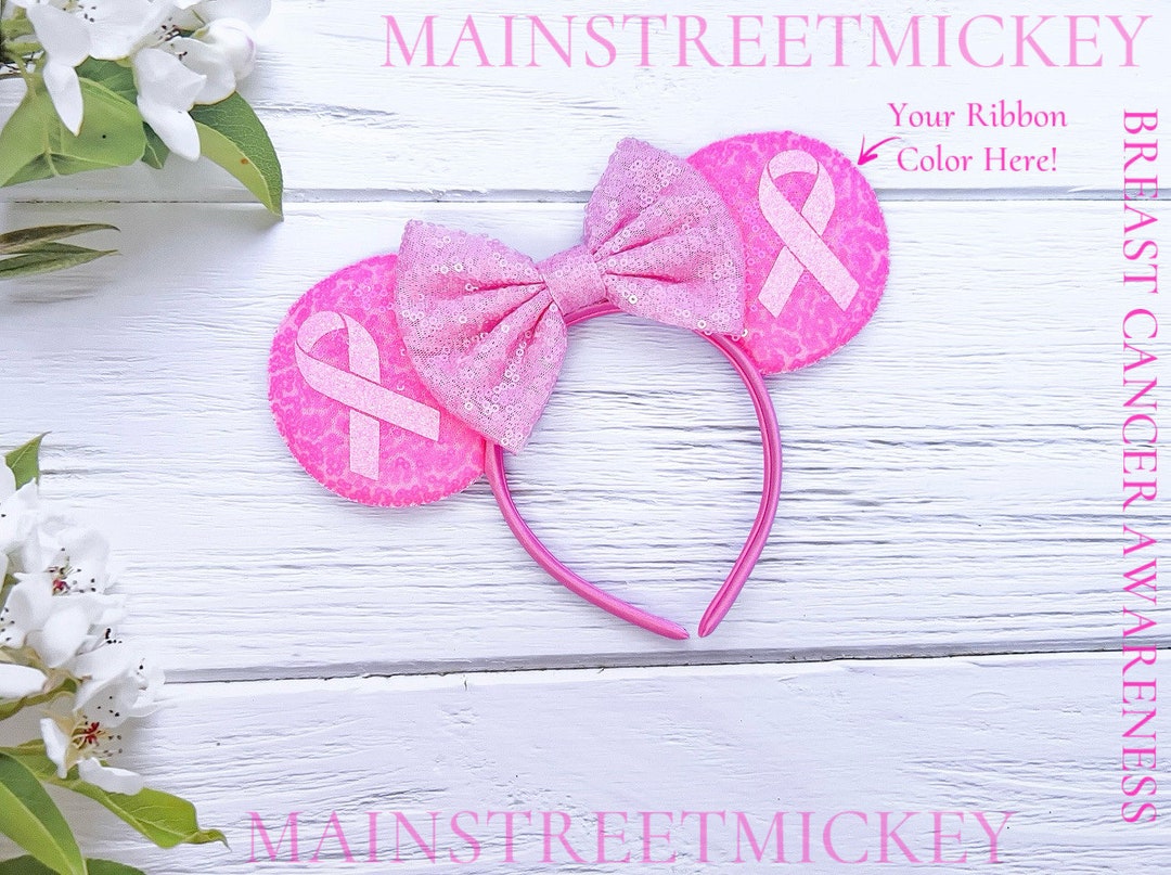Minnie Mouse Breast Cancer Awareness Ears, Mouse Ear for Adults and ...