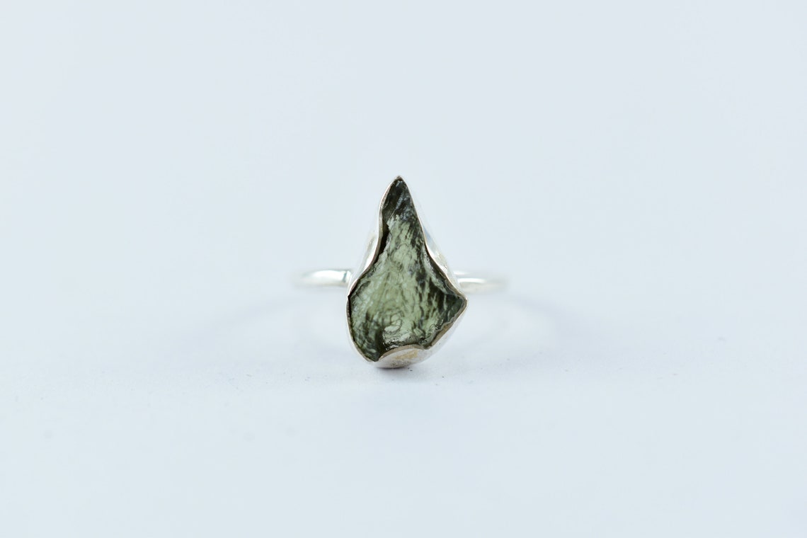 Moldavite Ring Sterling Silver Genuine Moldavite Ring | Etsy