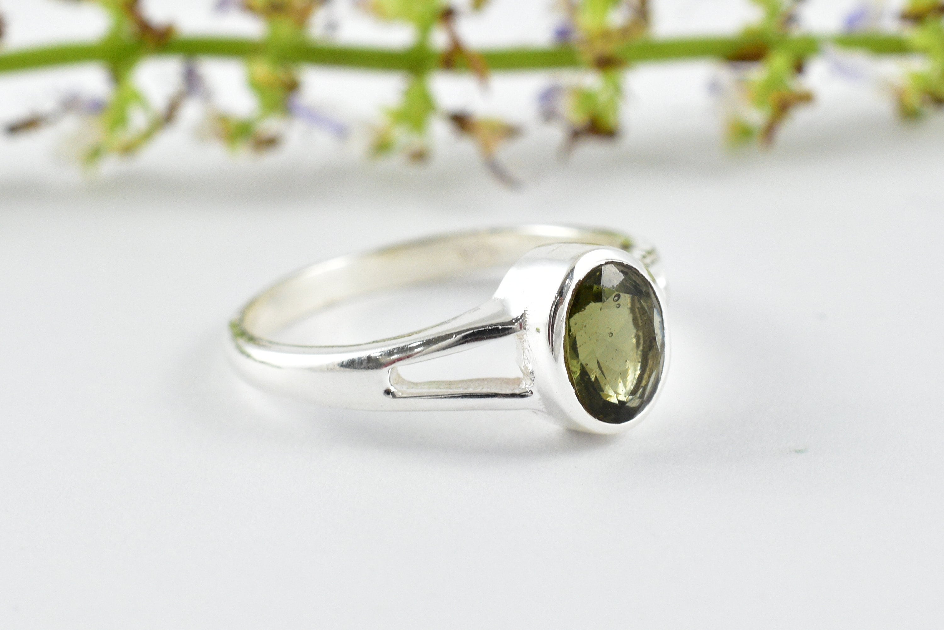 Faceted Moldavite Ring Genuine Moldavite Sterling Silver Ring | Etsy