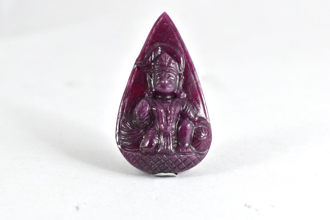 Ruby Lord Hanuman Statue, Hand Carved Ruby Natural Gemstone, Healing ...
