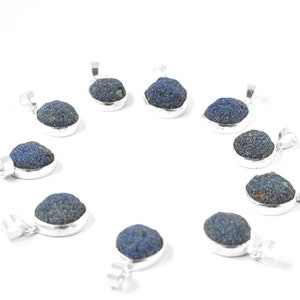 Azurite Berry Necklace, Raw Azurite Jewelry, Sterling Silver Pendant ...