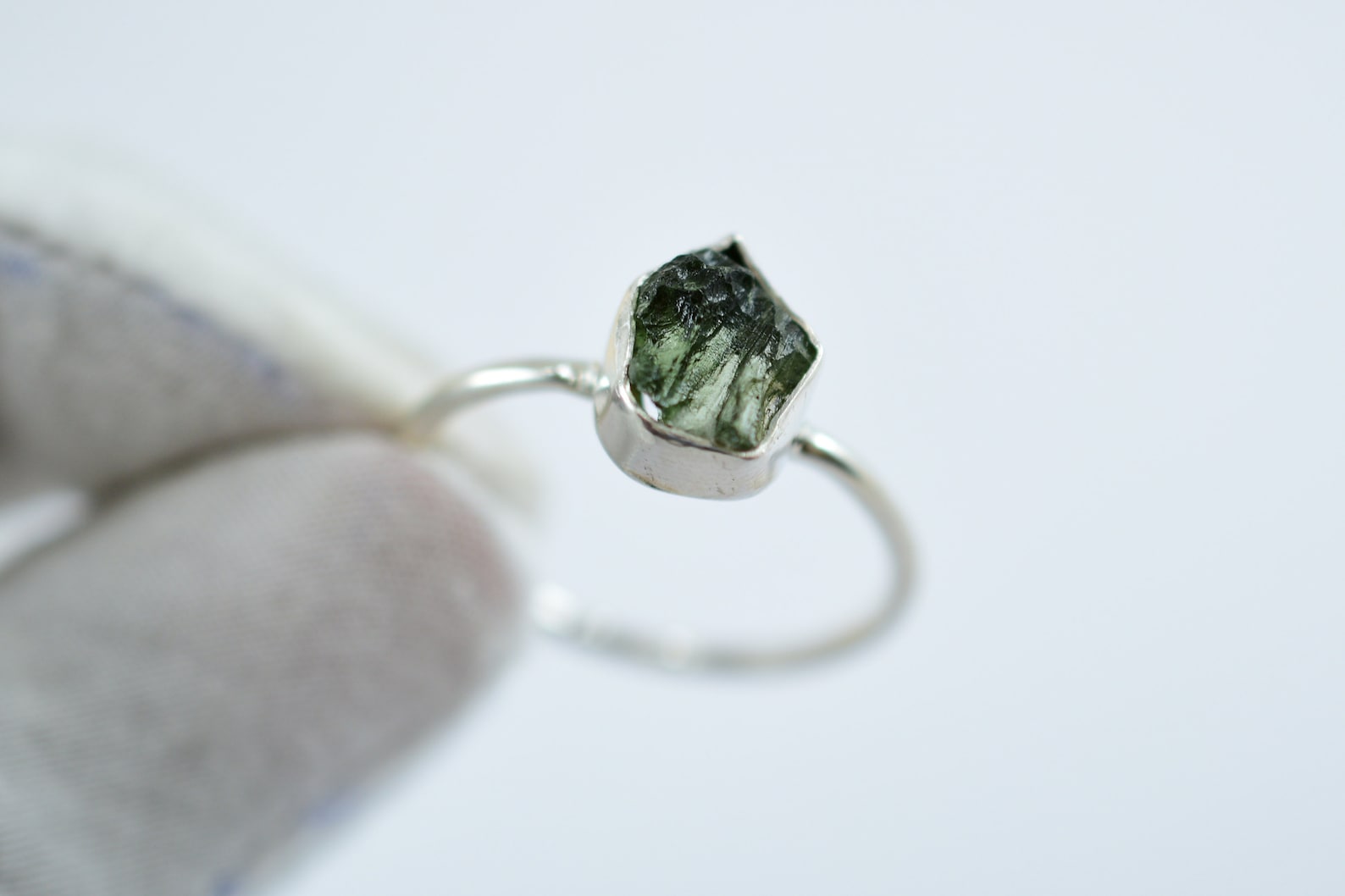 Moldavite Ring Sterling Silver Genuine Moldavite Ring | Etsy