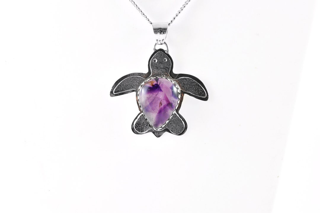 Sterling Silver Trapiche Amethyst Turtle Pendant, Handmade Jewelry - Etsy
