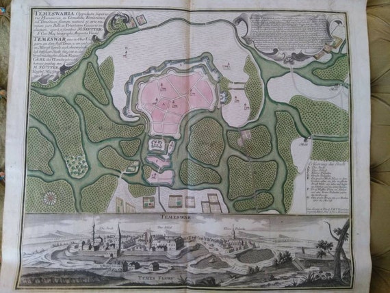 18th Century Temesvar Map - Etsy