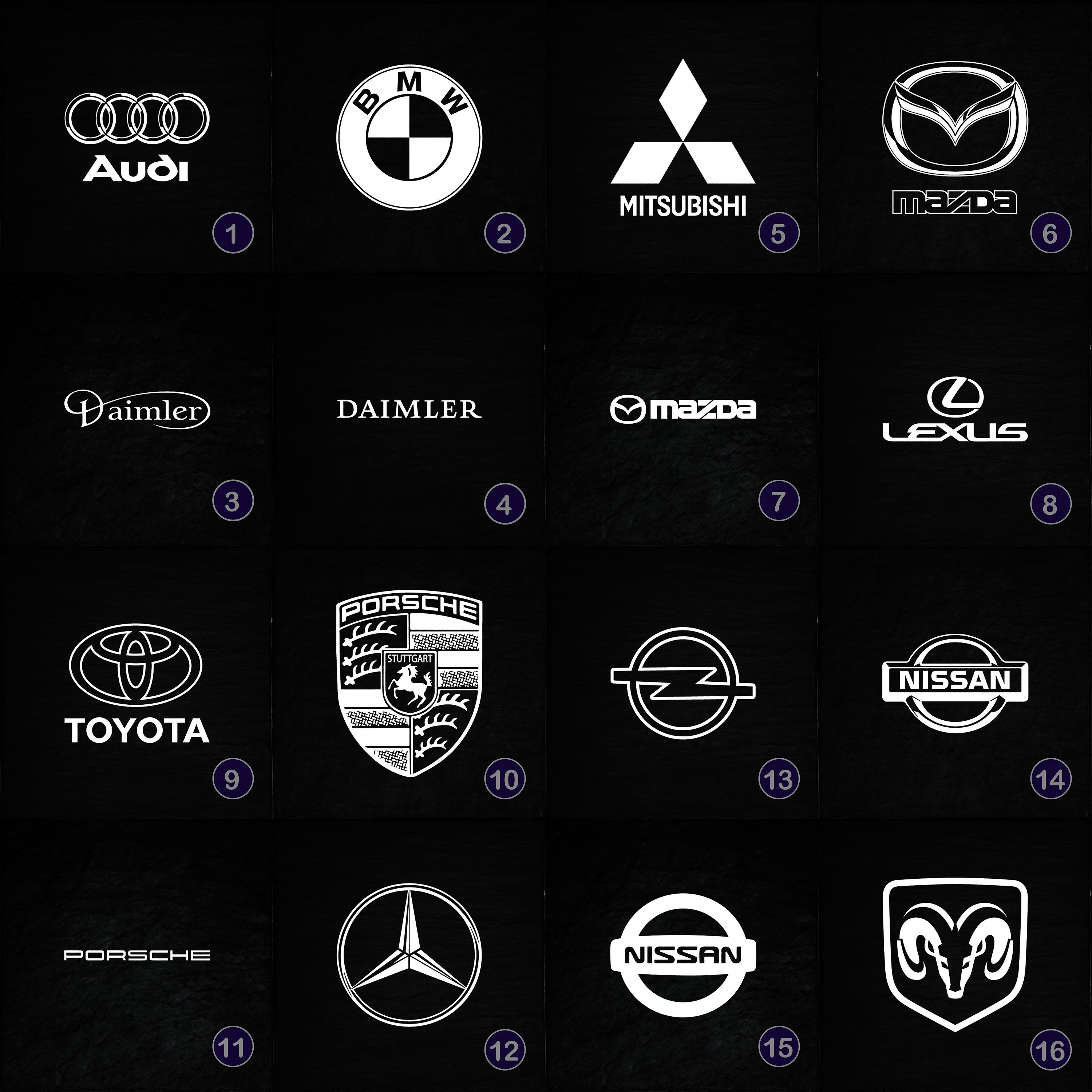 16 Slate Bundle Car Logo , Laser Ready PNG Files for Engraving, Slate ...