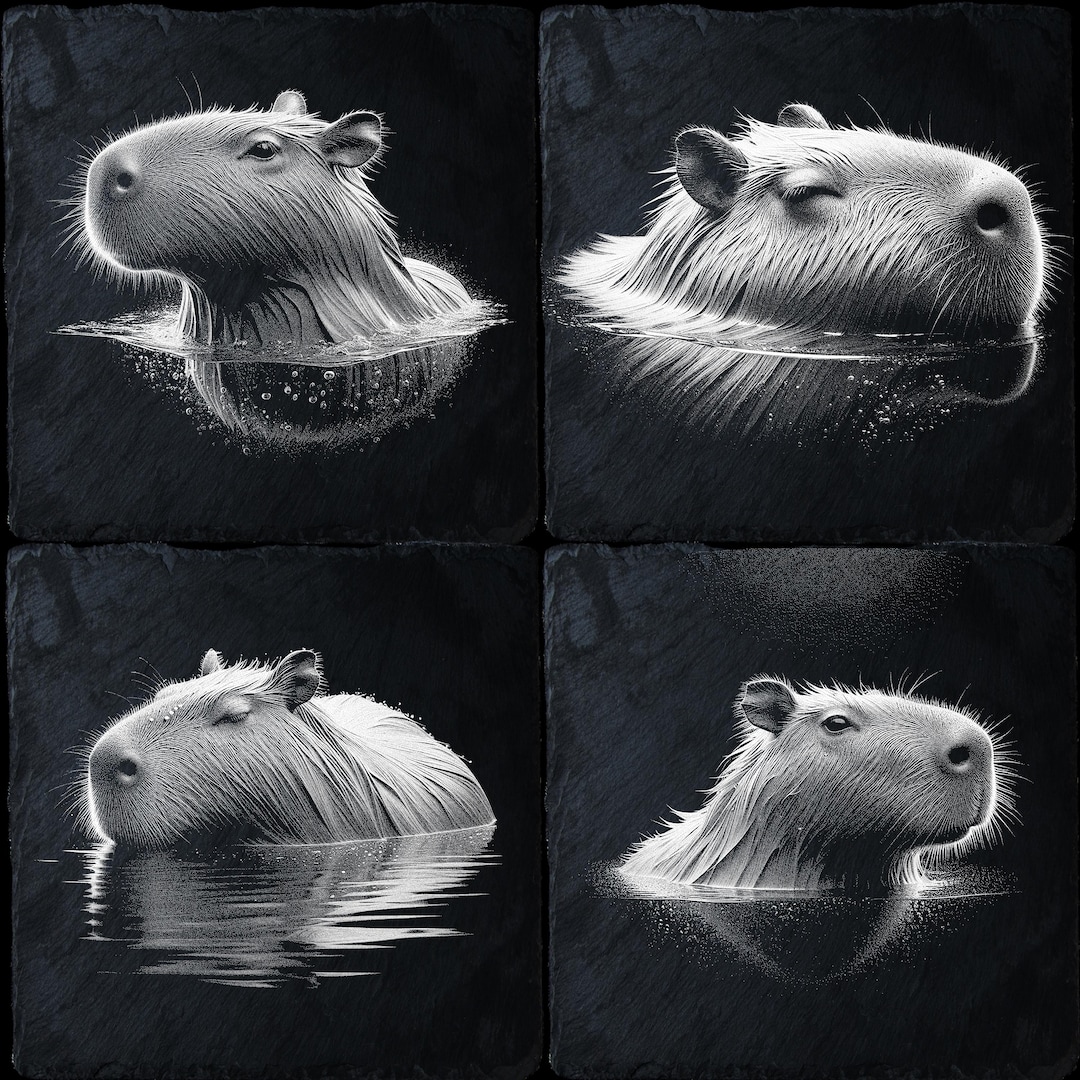 Capybara PNG Set for Laser Engraving on Slate - 4 CNC Files for CO2 ...