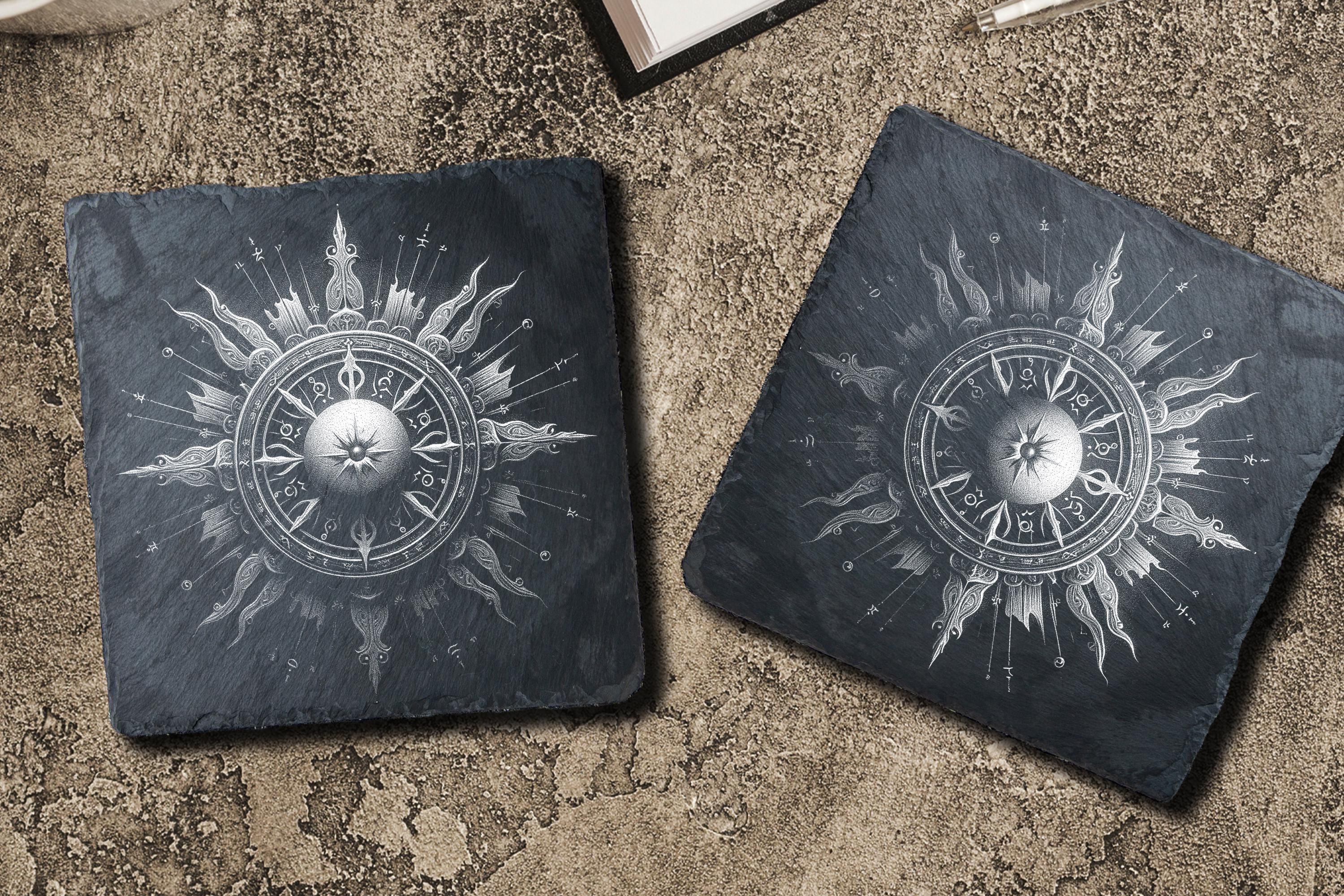 Set of 4 Astrological Symbol PNG Files for Laser Engraving - Sun, Moon ...