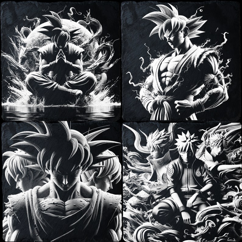 4 Bundle Anime PNG for CNC Laser Engrave, Laser Burn, Glowforge File ...