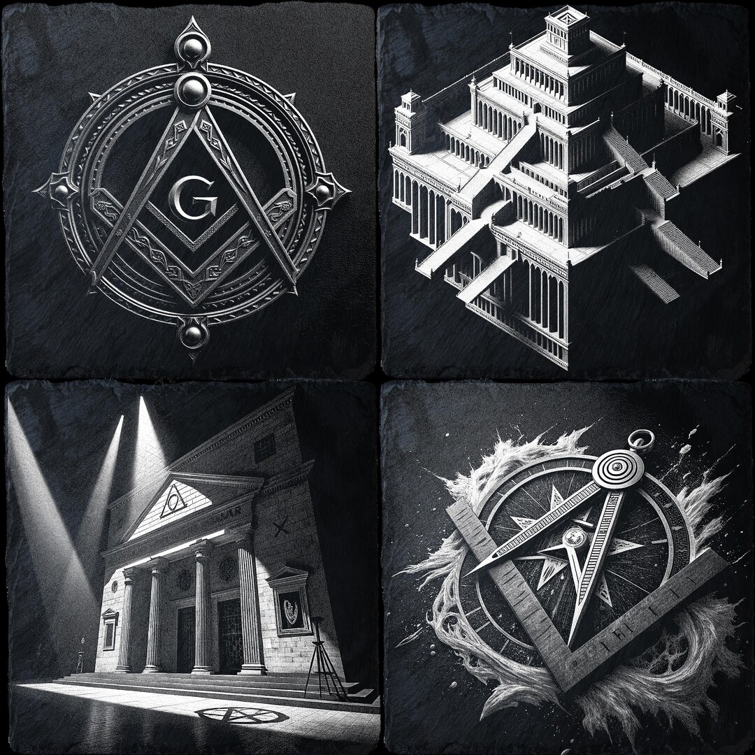 Freemason Engraving PNG Set | 4 High-detail Masonic Symbols for Laser ...