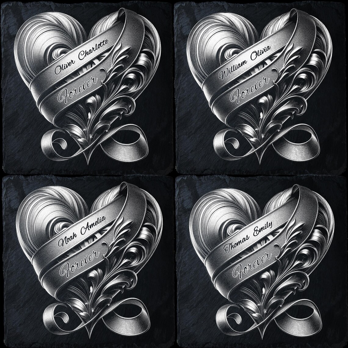 Custom Names Forever PNG File for Laser Engraving | Couple Heart With ...