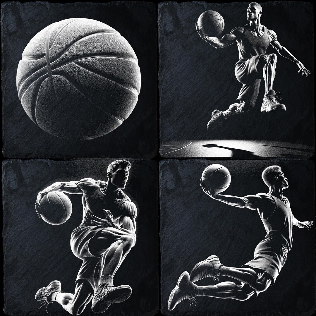 Basketball Laser Engraving PNG Files Set of 4 | CNC DIY Sports Art for ...