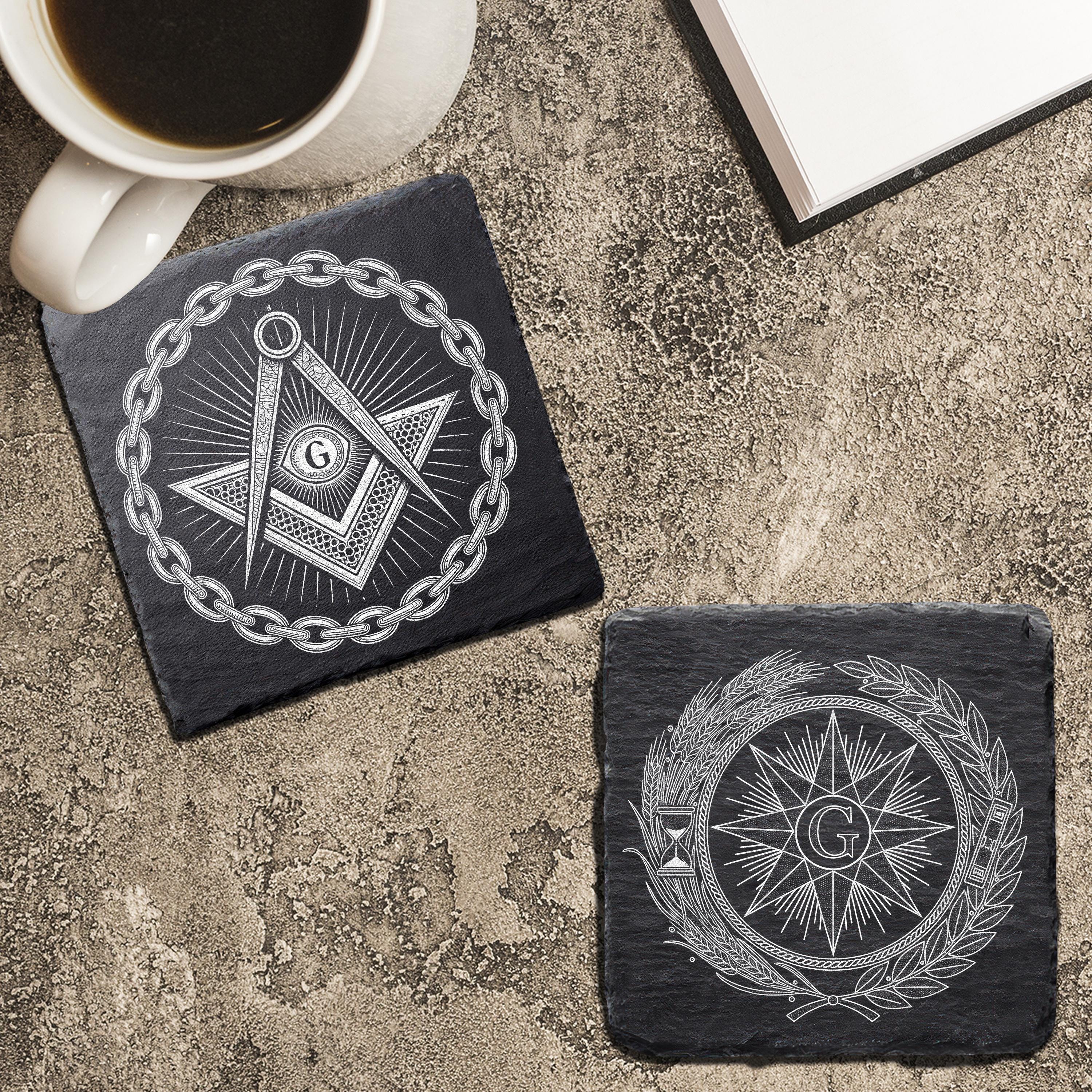 Masonic Symbols PNG Bundle: 4 3D Designs for Slate Coasters CNC Files ...