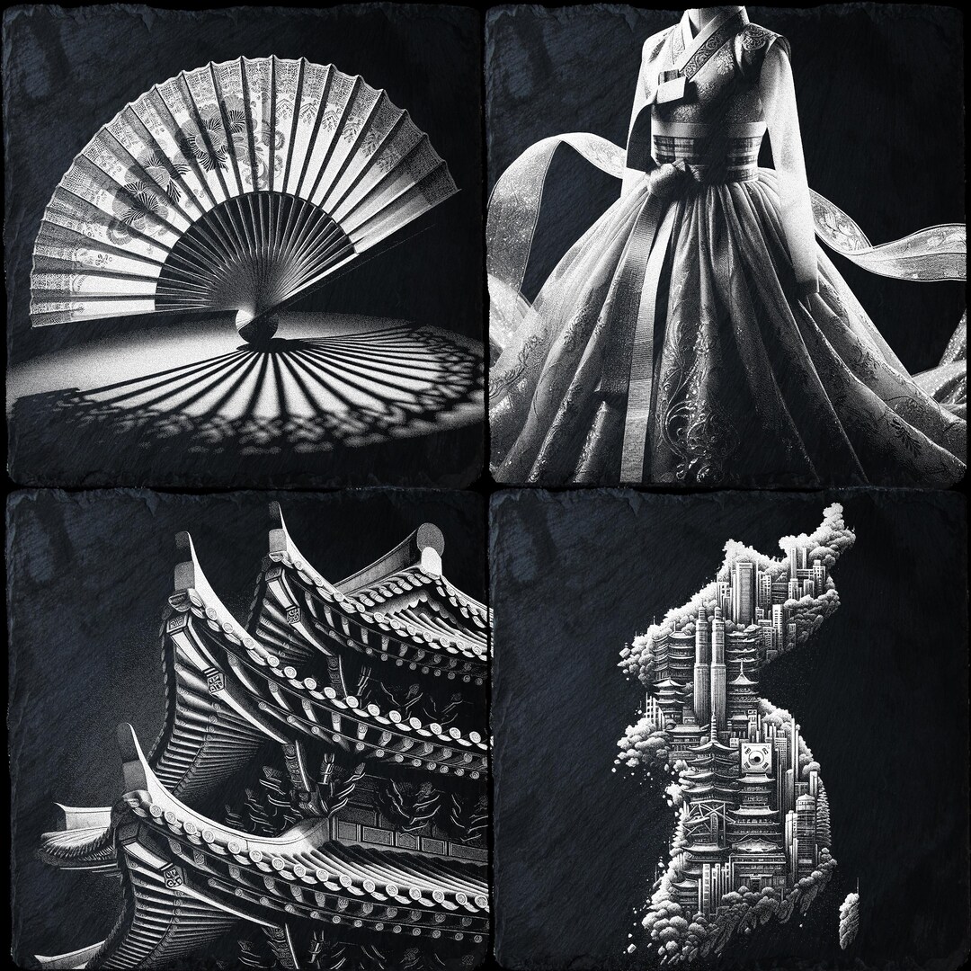 Korea CNC DIY Laser Engraving PNG Files Set of 4 | Korean Traditional ...