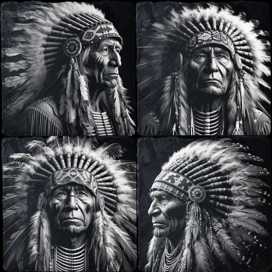 Native American CNC DIY Laser Engraving PNG Files Set of 4 | Tribal ...