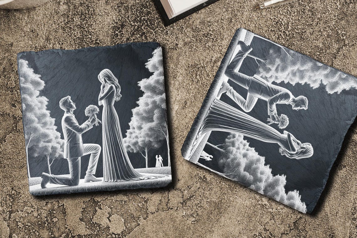 Wedding & Engagement Art - Set of 4 High-resolution PNG Files for Laser ...