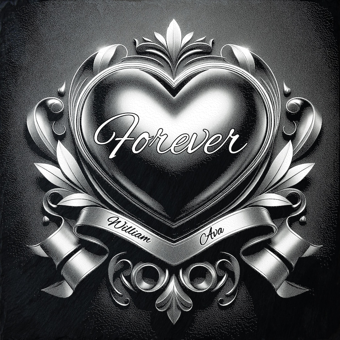 Custom Names Forever PNG File for Laser Engraving | Couple Heart With ...